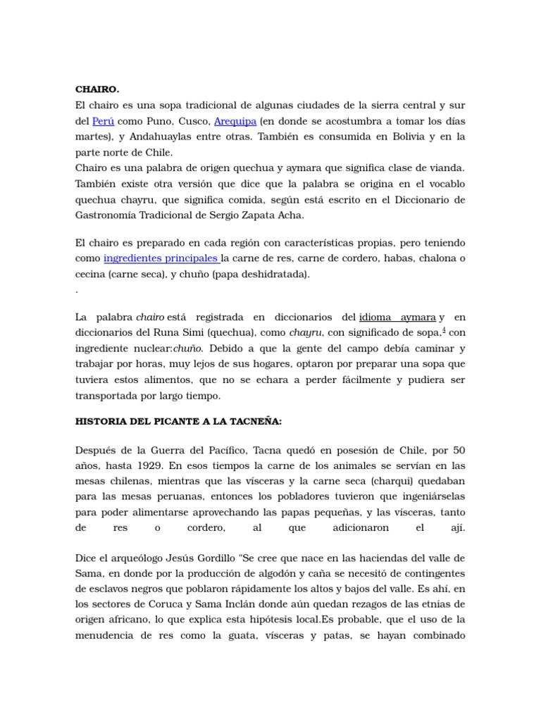 Chairo: Sopa Tradicional Peruana | PDF | Cocina de las Americas ...