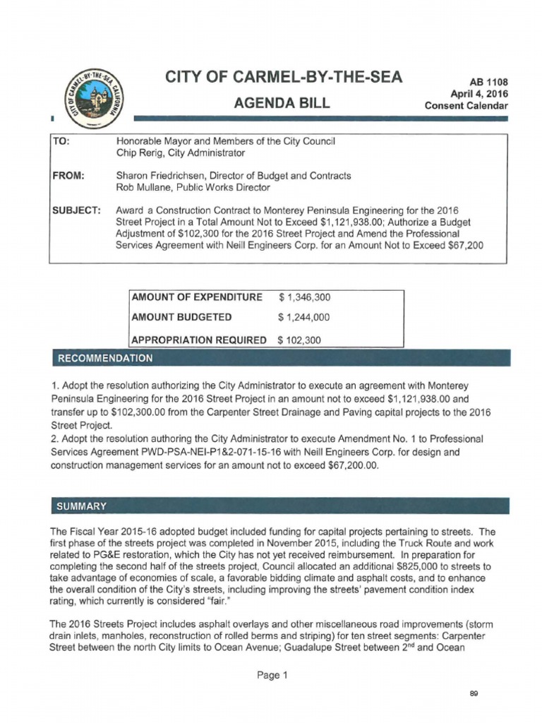 Monterey Peninsula Engineering and Neill Engineers 04-04-16 | PDF ...