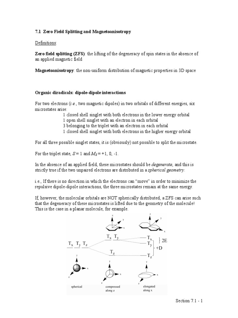 Zero Field Splitting | PDF | Hamiltonian (Quantum Mechanics) | Spin ...