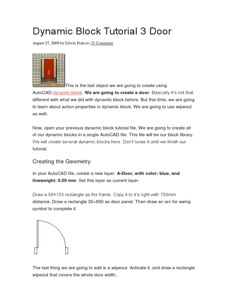 Dynamic Block Tutorial 3 Door | PDF | Door | Computer Programming