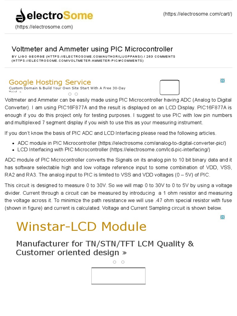 Voltmeter and Ammeter Using PIC Microcontroller PDF | PDF | Analog To Digital Converter | Resistor