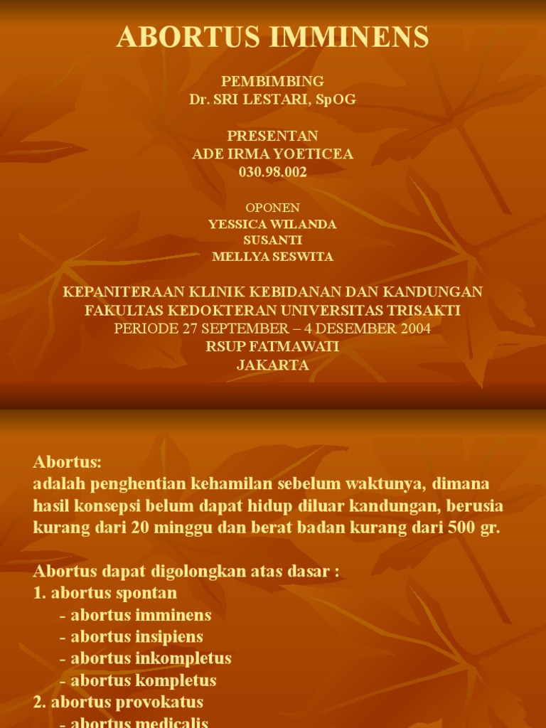 ABORTUS IMMINENS-Ade - PPT Power Point | PDF