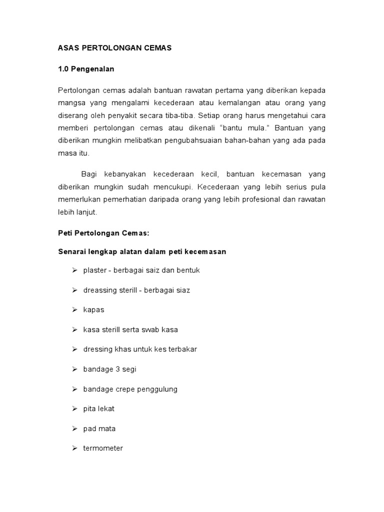 Asas Pertolongan Cemas | PDF