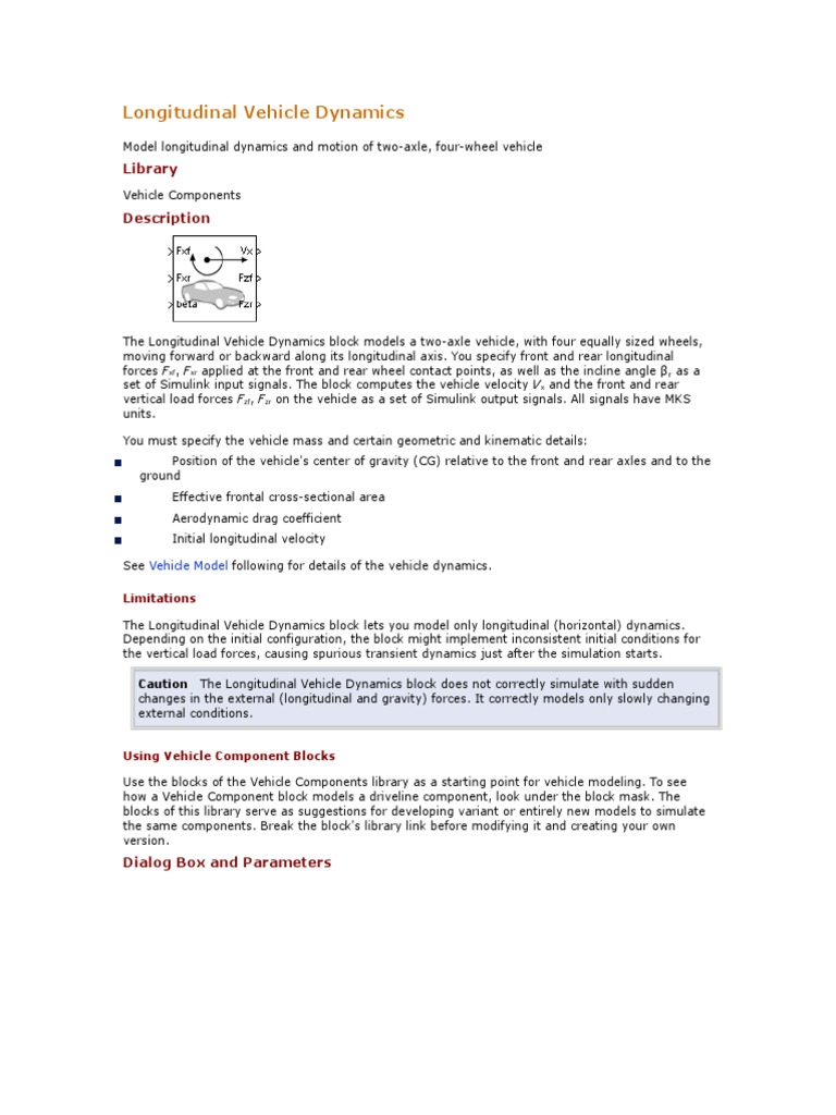 Longitudinal Vehicle Dynamics | PDF | Drag (Physics) | Center Of Mass
