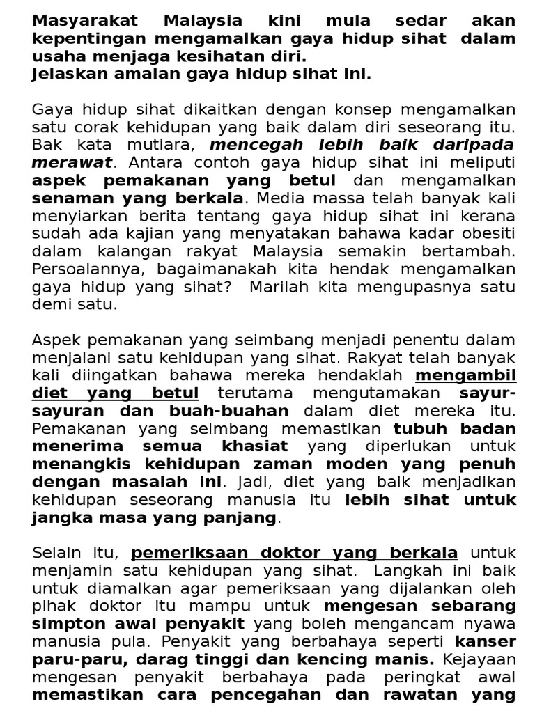karangan amalan gaya hidup sihat spm - Karen Grant karangan amalan gaya hidup sihat spm - Karen Grant