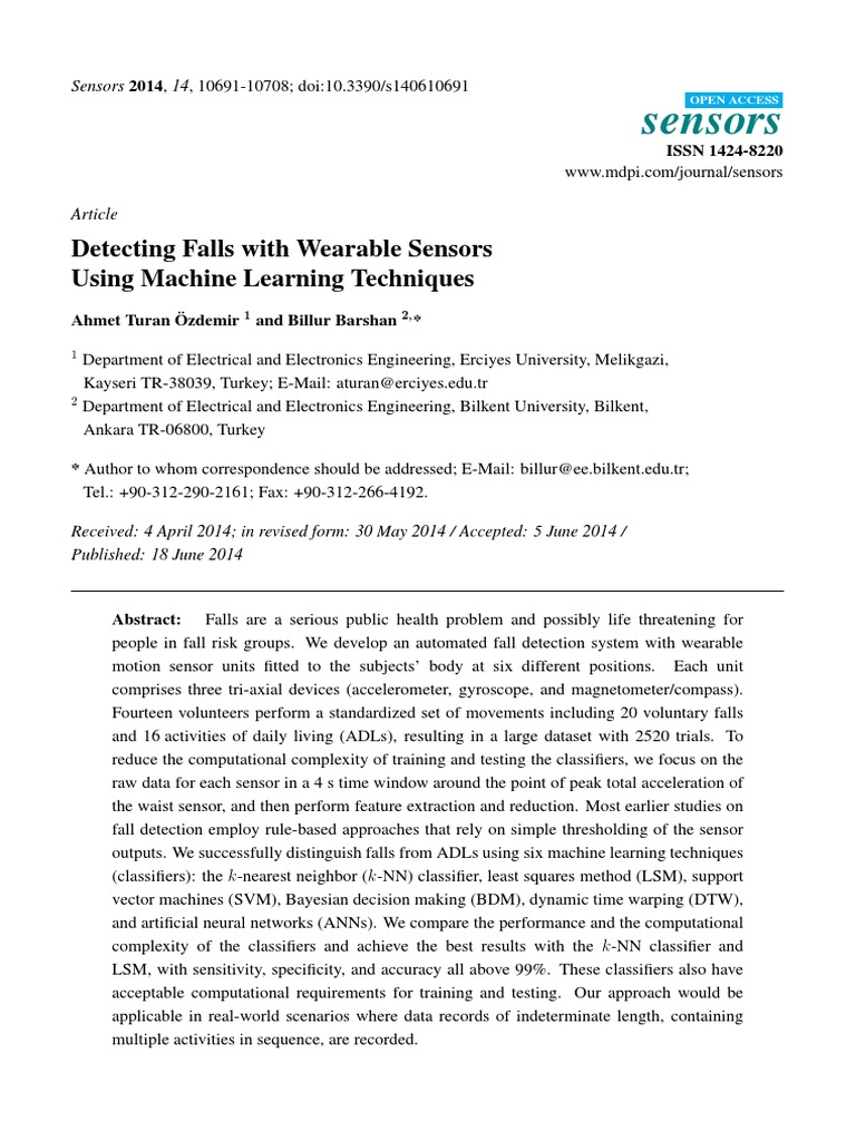 Sensors 14 10691 | PDF | Eigenvalues And Eigenvectors | Statistical Classification