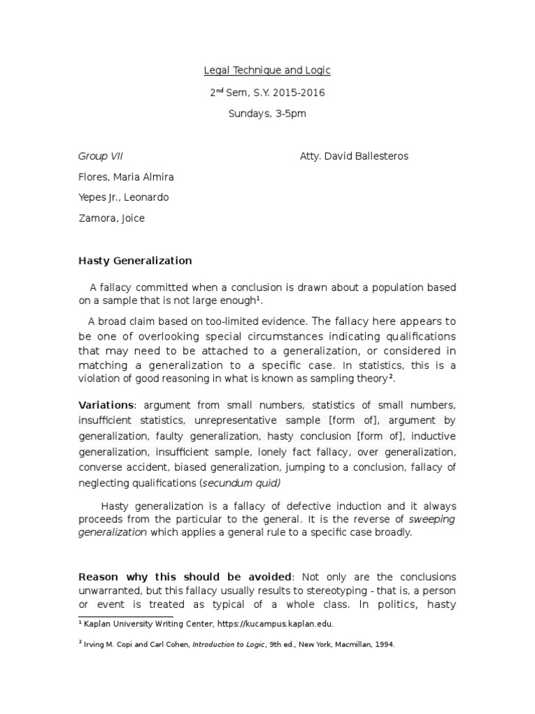 Avoiding Hasty Generalizations: Understanding the Fallacy of Drawing ...