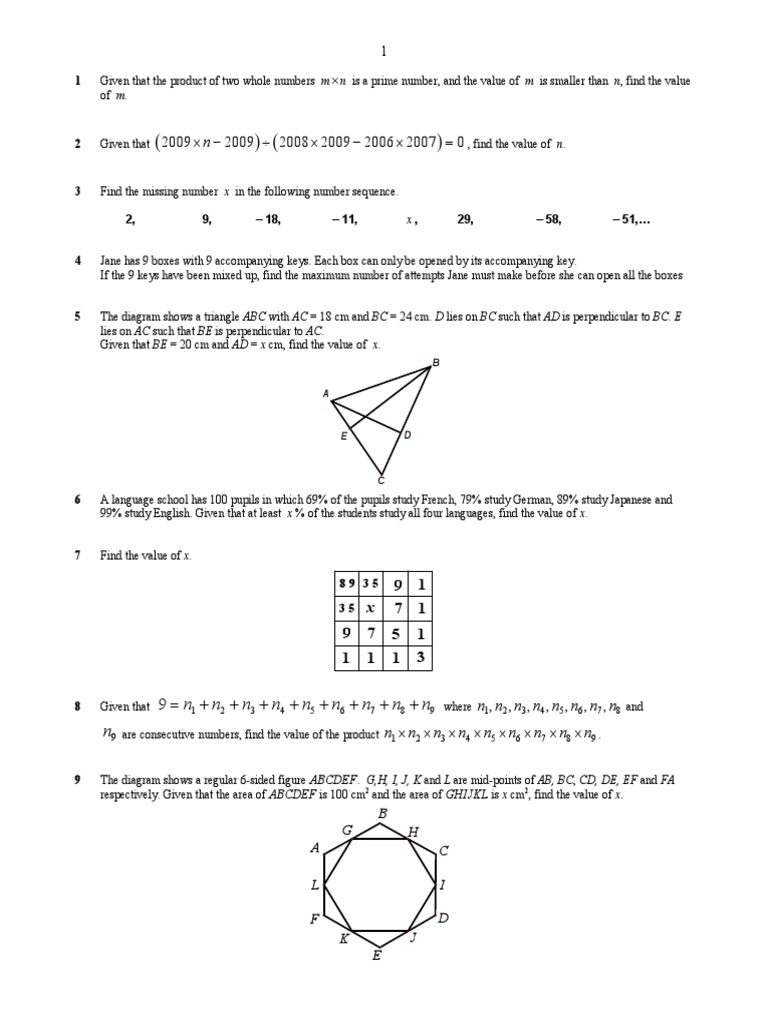 APMOPS 2009 First Round | PDF | Space | Elementary Geometry