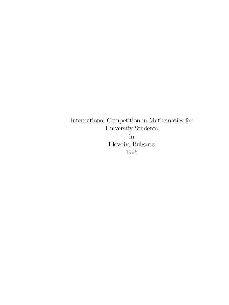 International Competition in Mathematics For Universtiy Students in ...