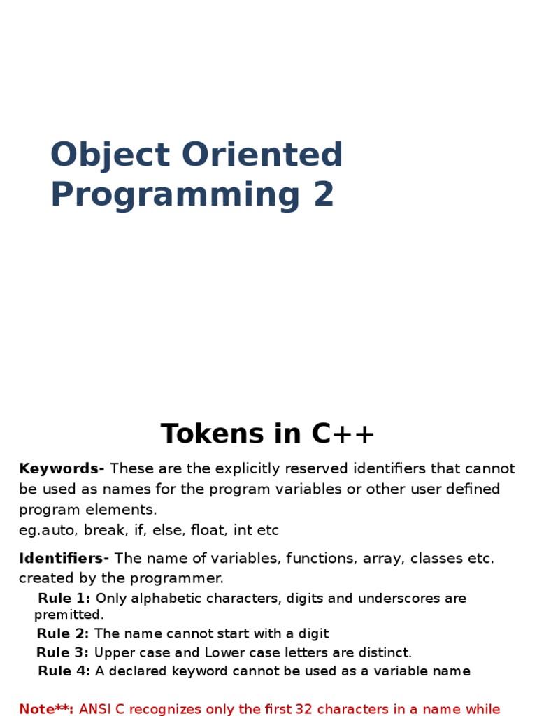 Object Oriented Programming 2 | PDF | C (Programming Language) | Data Type