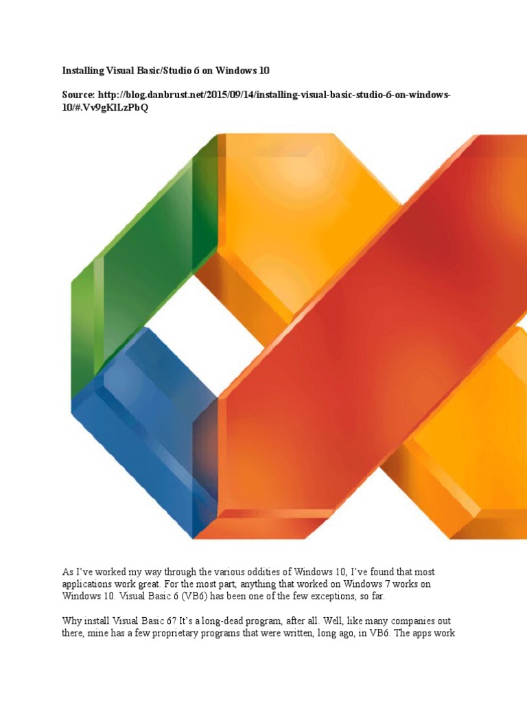 Installing Visual Basic 6 On Windows 10 | PDF | Microsoft Visual Studio ...