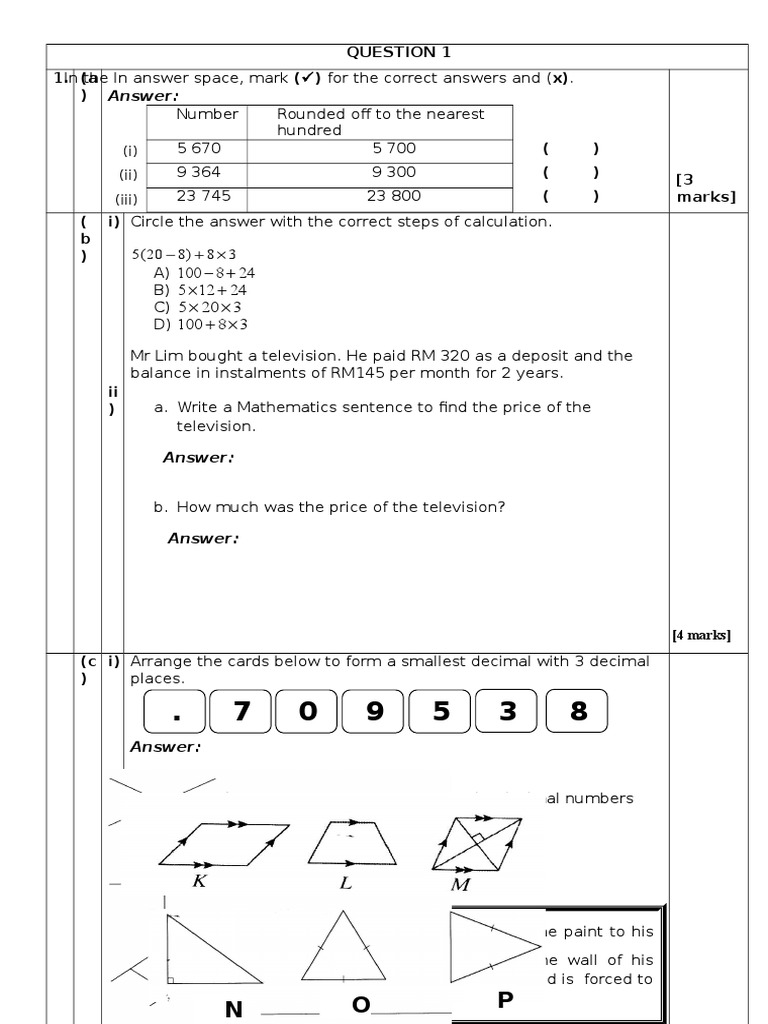 Form 1 Exam Mathematics | PDF | Home & Garden | Technology & Engineering