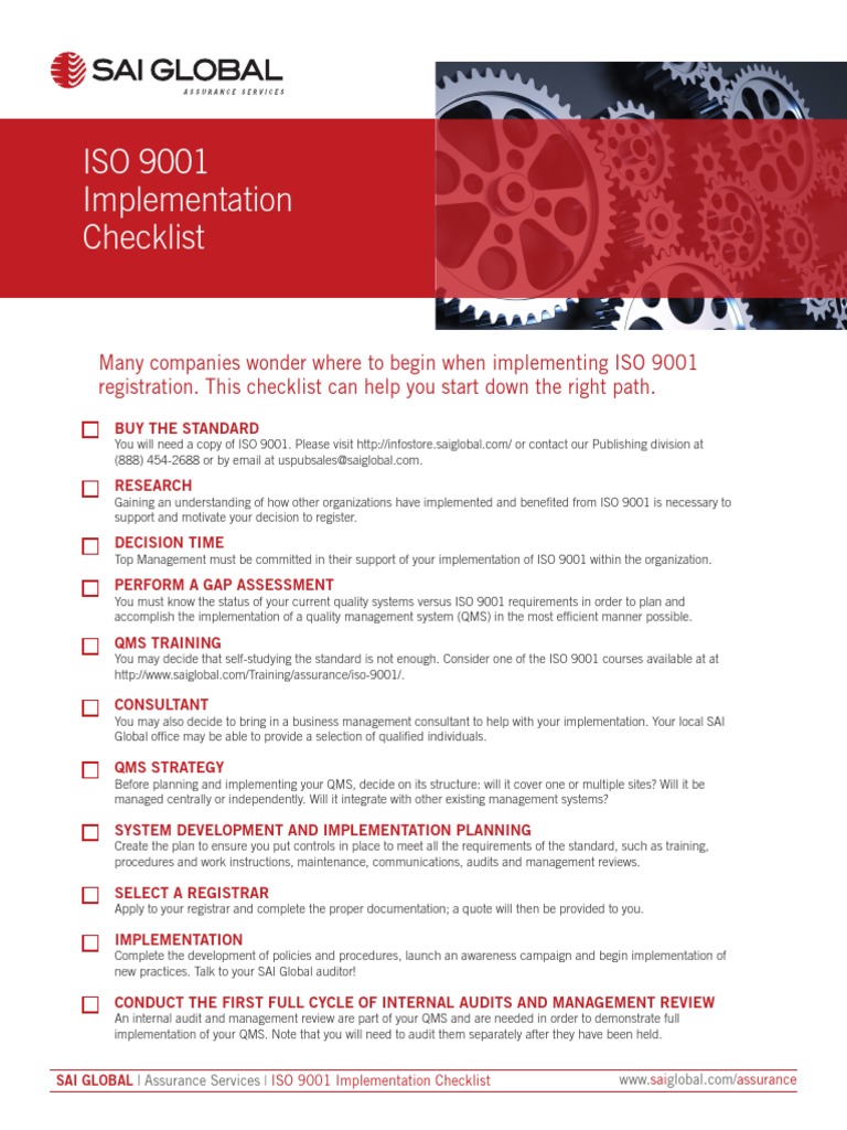 Checklist ISO 9001 | Download Free PDF | Iso 9000 | Internal Audit