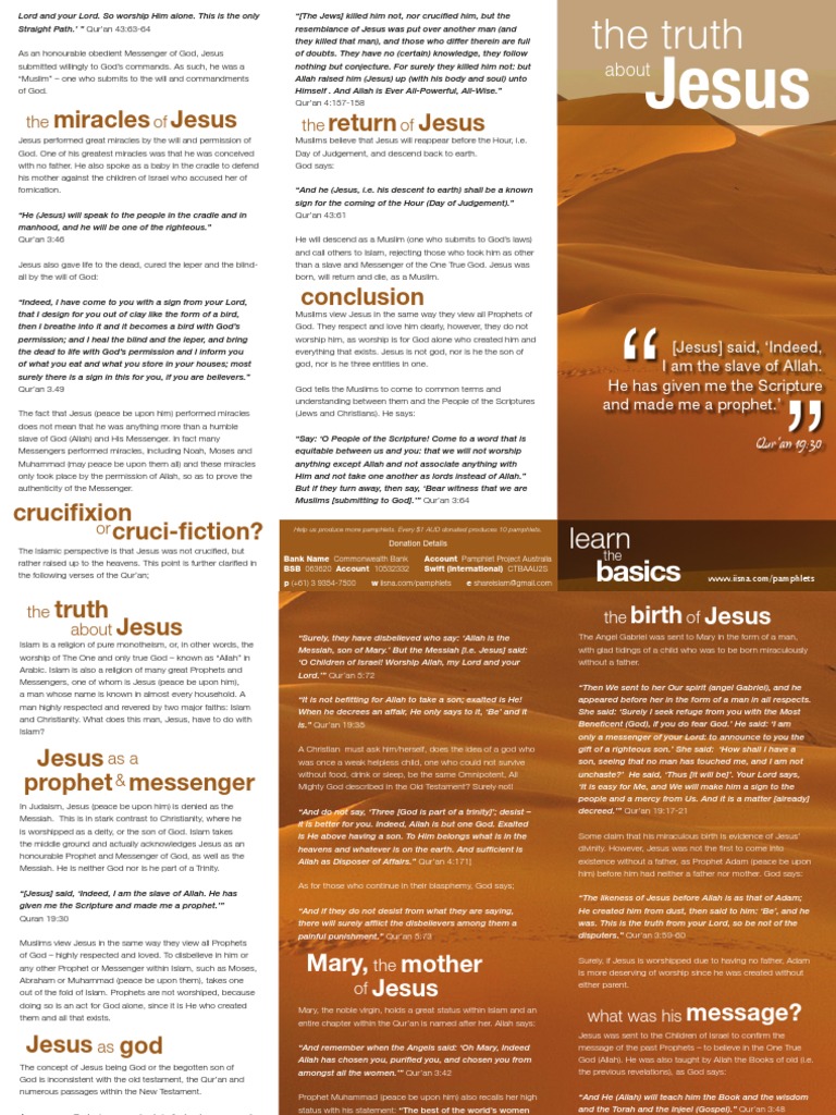 11 Pamphlet - Jesus in Islam | Prophets And Messengers In Islam | Mary ...