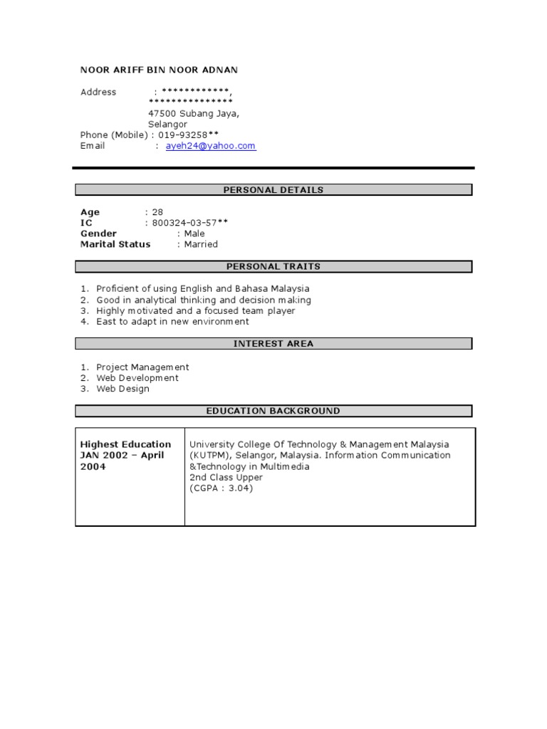 Noor Ariff Noor Adnan - CV | PDF | E Commerce | Software