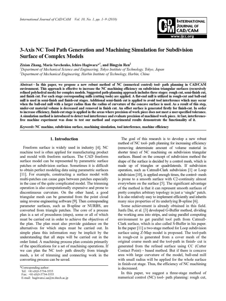 3-Axis NC Tool Path Generation and Machining Simulation For Subdivision Surface of Complex ...