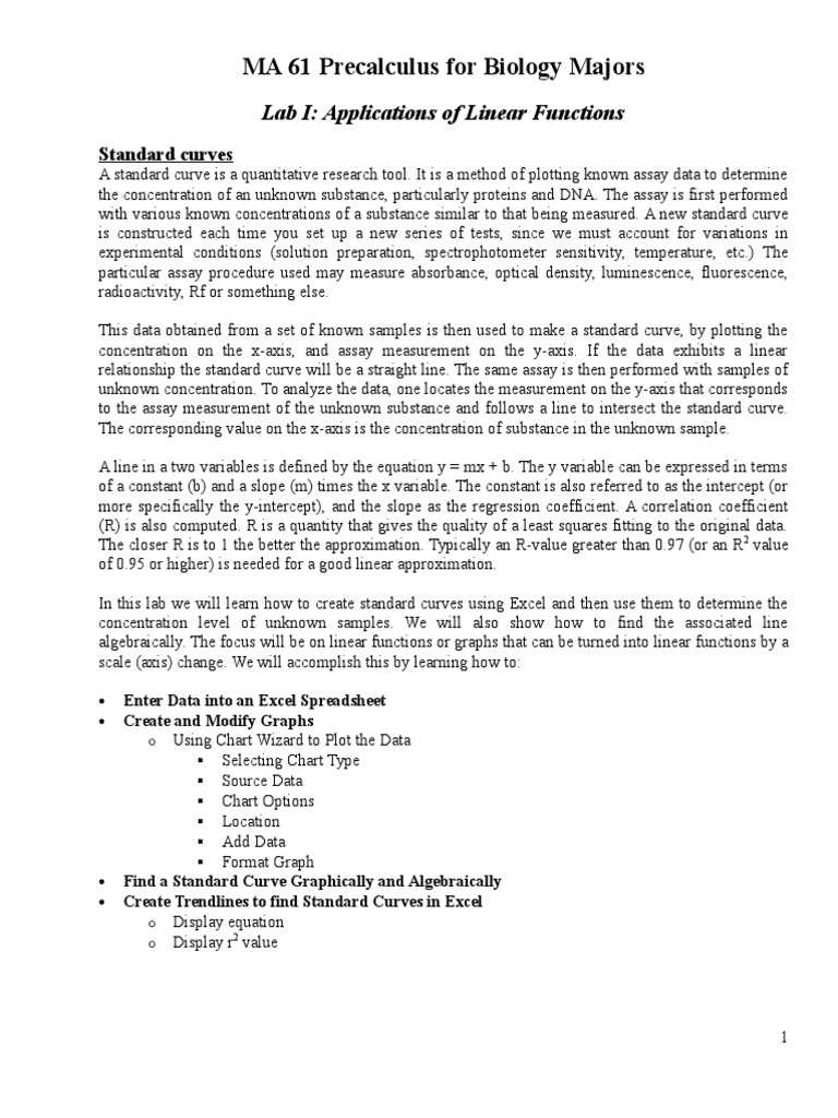 Standard Curve Lab 1 | PDF | Spectrophotometry | Analysis