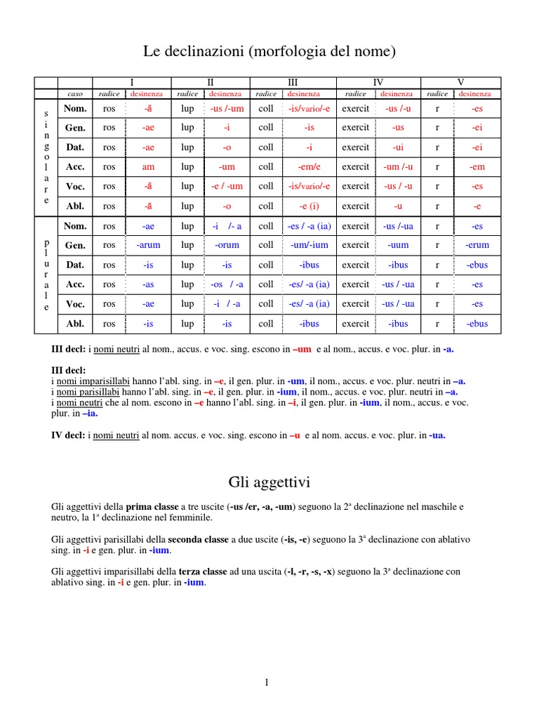 Le Declinazioni Latine | PDF