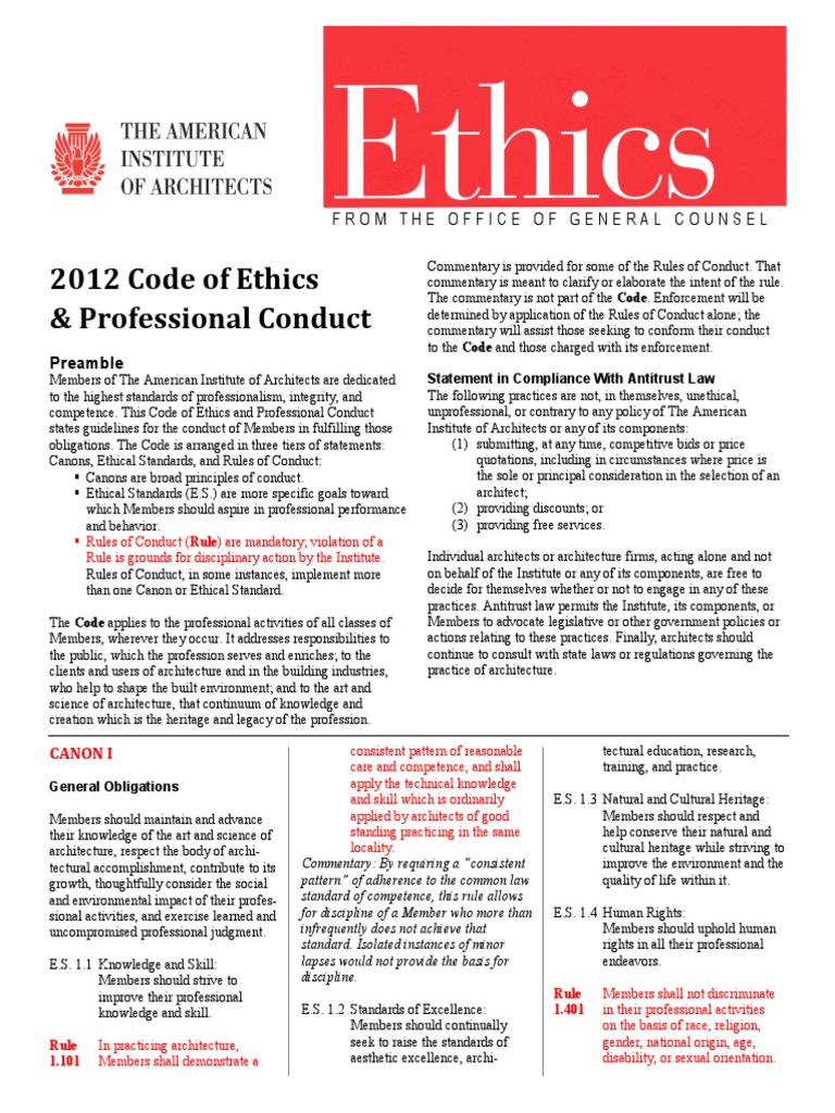 AIA 2012 Code of Ethics | Architect | Judgment (Law)