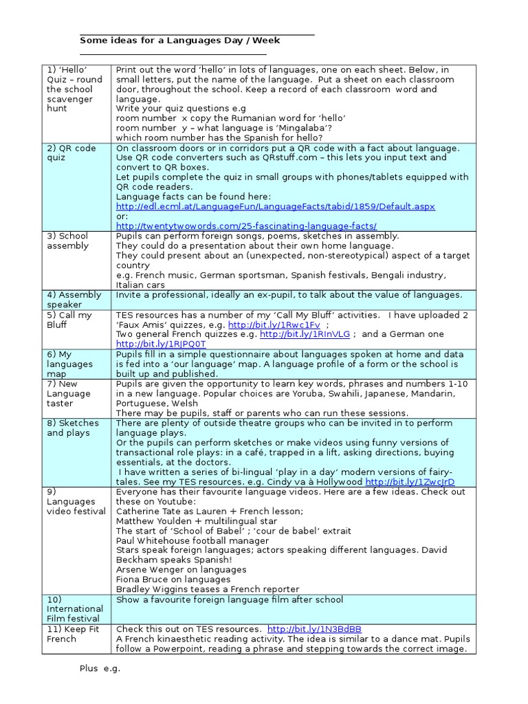 Ideas For A Languages Day | PDF | Semiotics | Languages