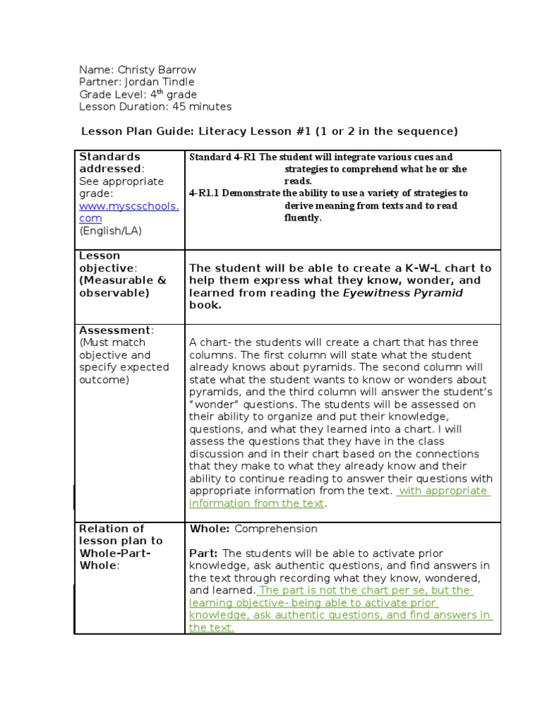 Reading Lesson Plan 2 | PDF | Reading Comprehension | Question