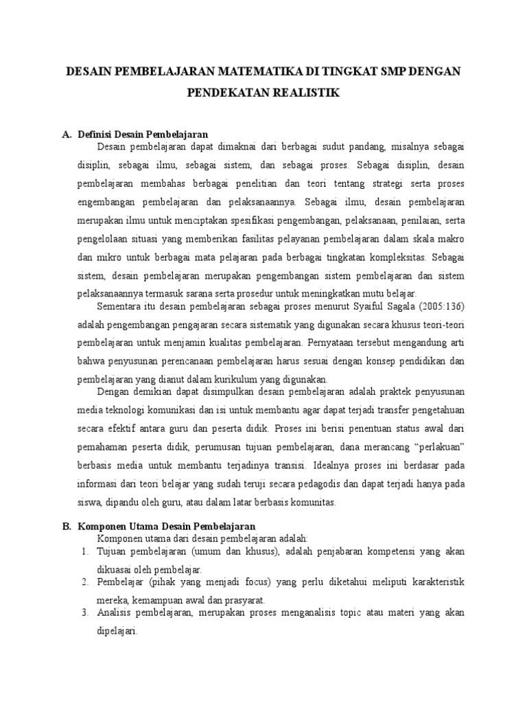 Desain Pembelajaran Matematika | PDF