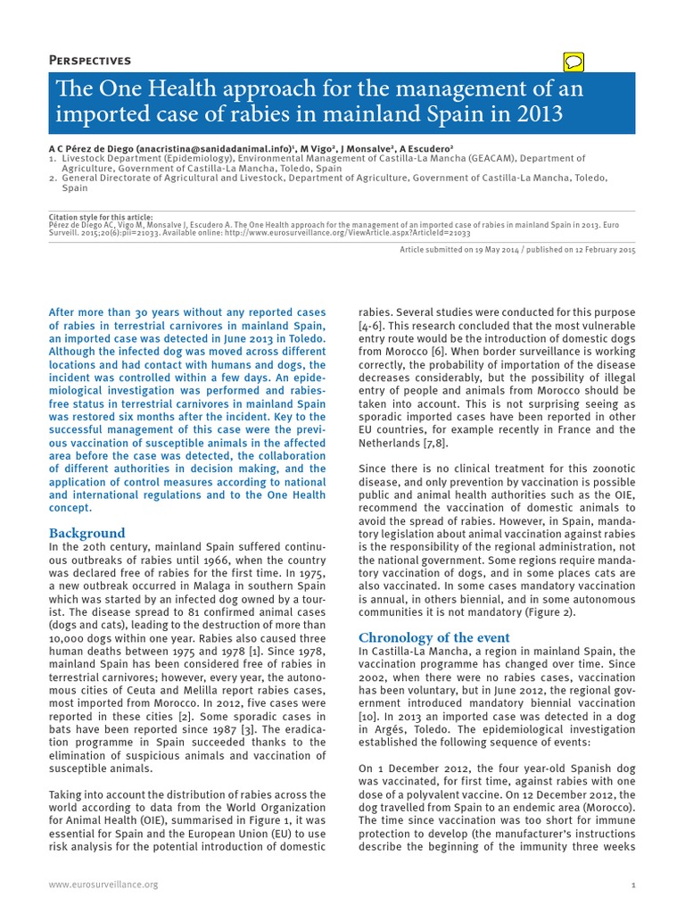 The One Health Approach | PDF | Rabies | Vaccination