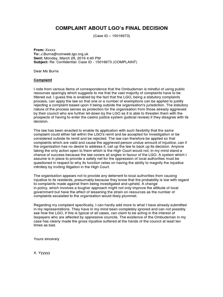 Complaint About Final Decision | PDF | Complaint | Magistrate