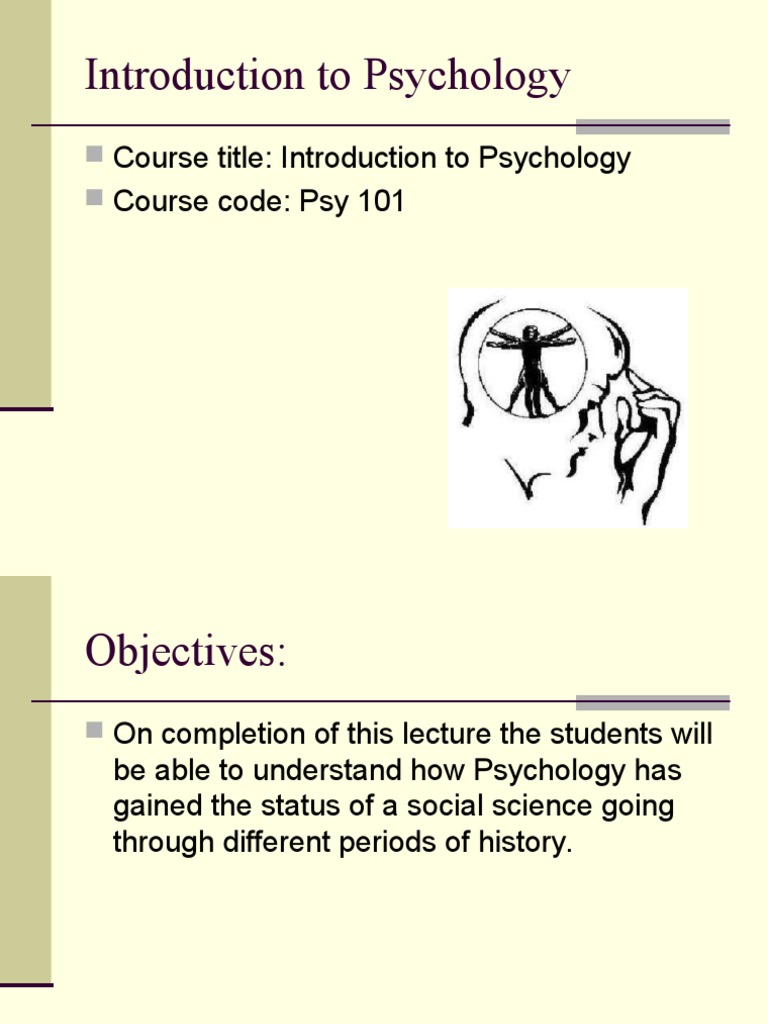Course Title: Introduction To Psychology Course Code: Psy 101 | PDF ...