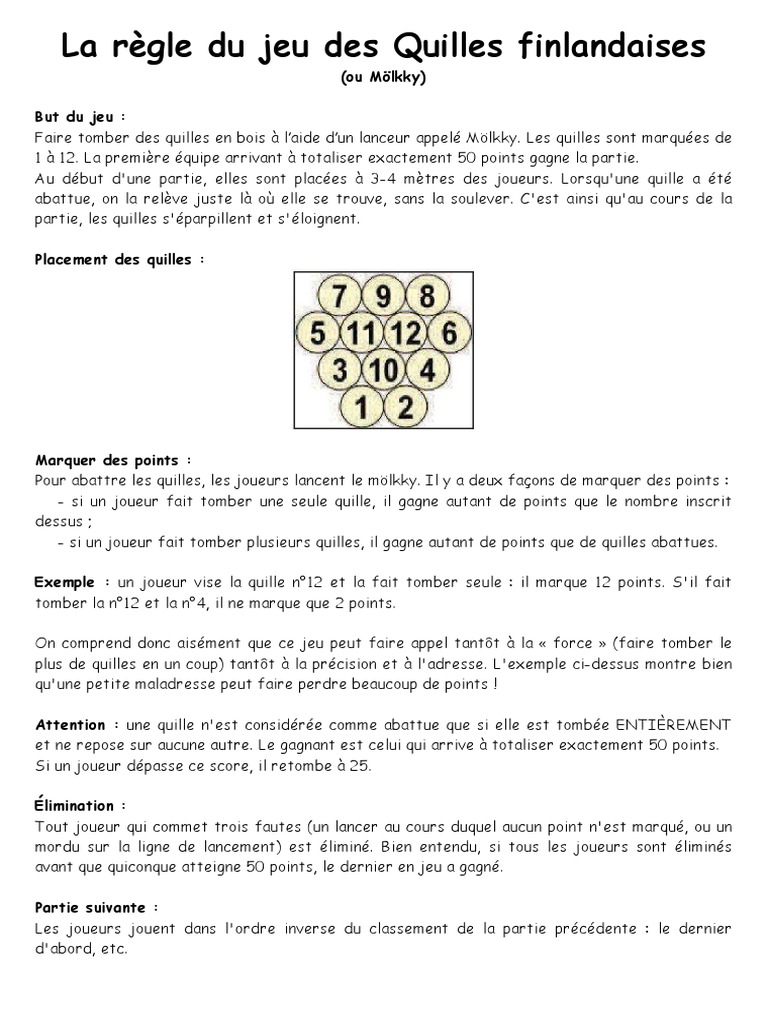 La Règle Du Jeu Du Mölkky | PDF