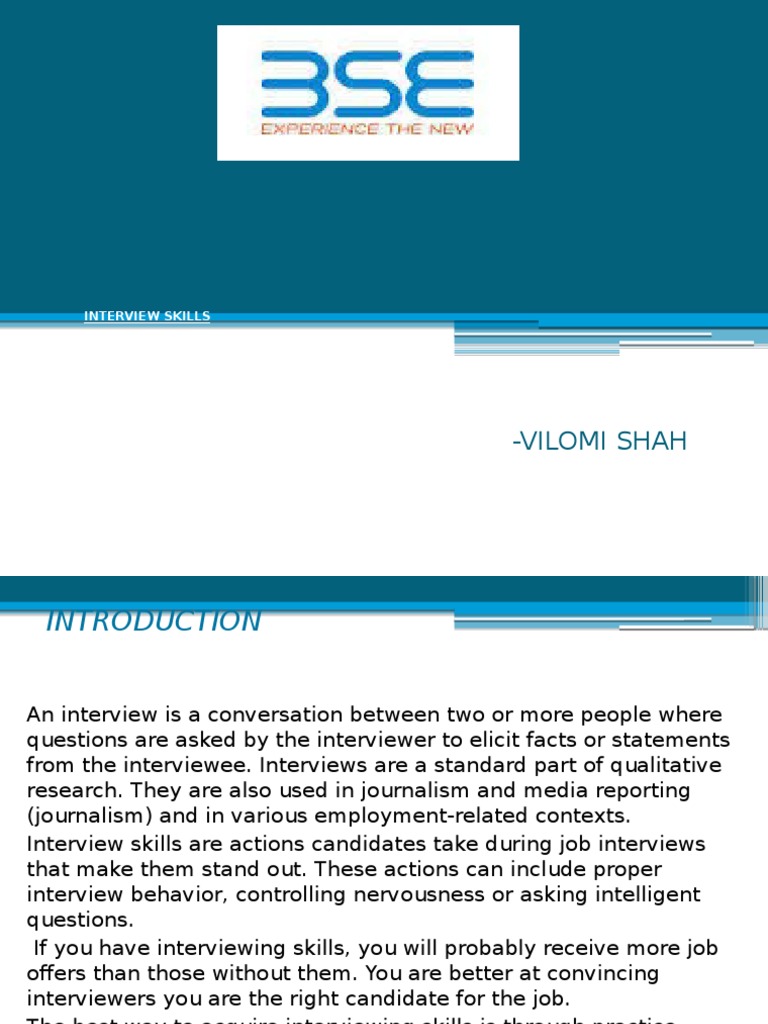 Interview Skills | PDF | Interview | Action (Philosophy)