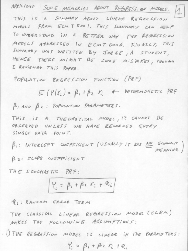 Linear Regression Model Summary | PDF | Teaching Mathematics