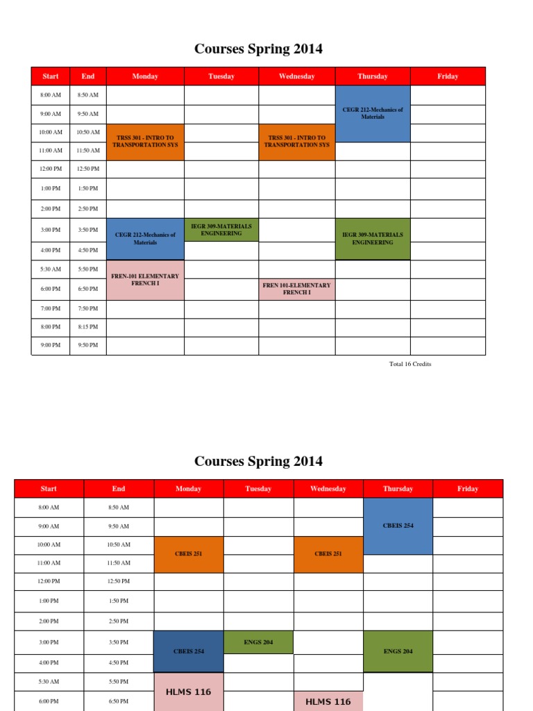 Spring 2014 Course Schedule | PDF