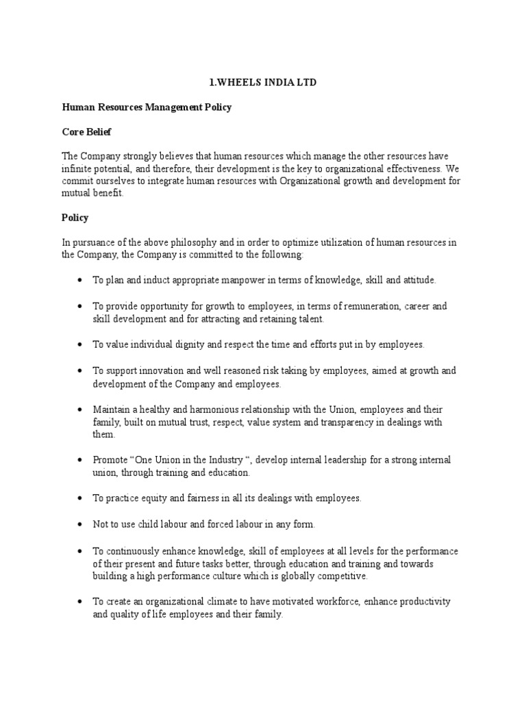 Human Resources Management Policy | PDF | Affirmative Action | Human ...