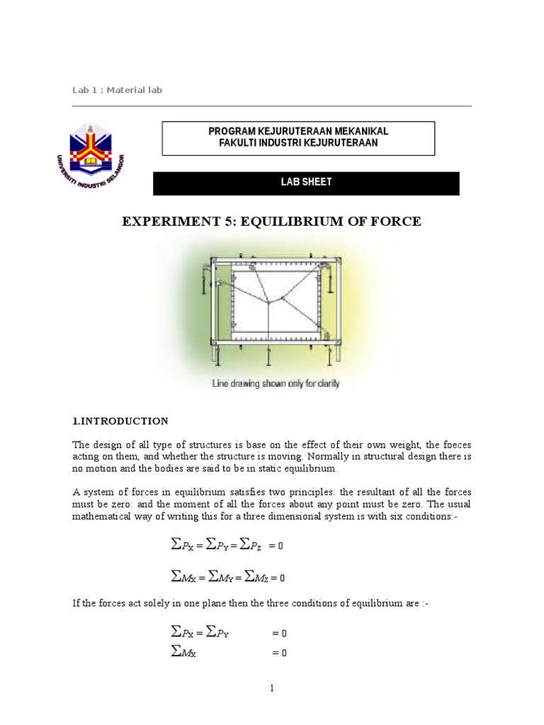Equilibrium of Forces Experiment | PDF | Force | Physics