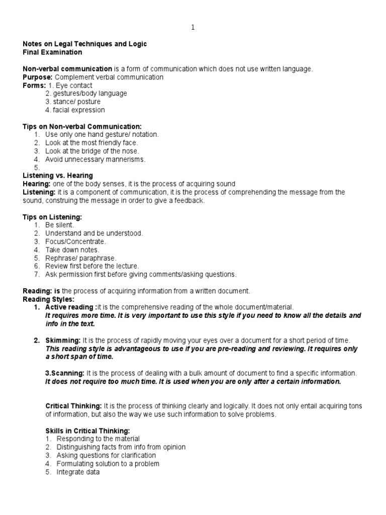 Reviewer in Legal Techniques and Logic | PDF | Reason | Evidence