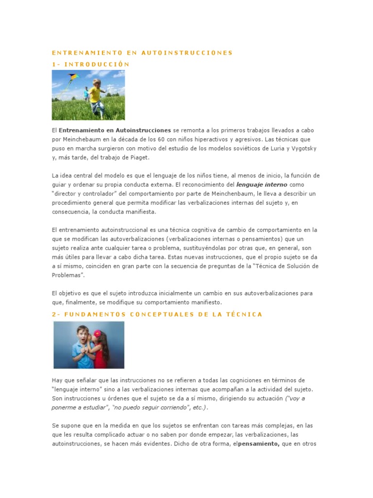 Entrenamiento en Autoinstrucciones | PDF | Comportamiento | Ciencia ...