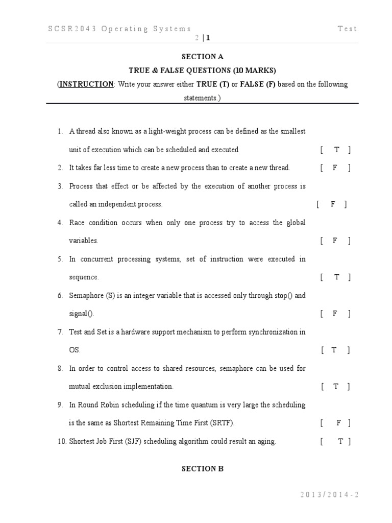 Exam Operating System FInal - Answer Scheme | PDF | Thread (Computing) | Scheduling (Computing)
