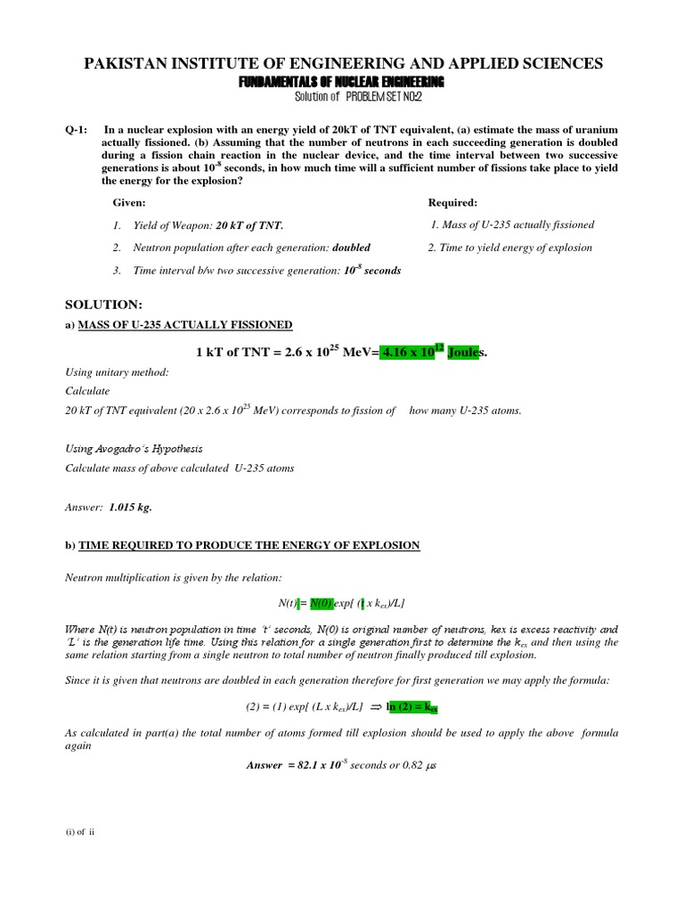 Nuclear Engineering Problems | PDF | Nuclear Fission | Nuclear Fuel