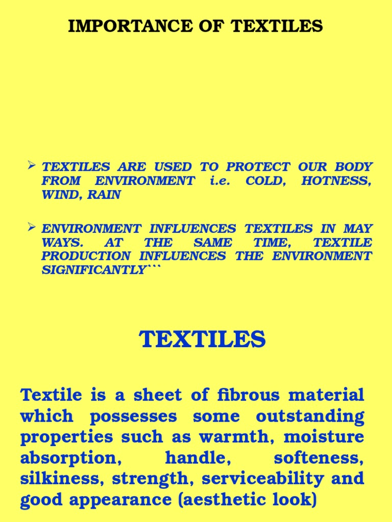 Importance of Textiles 131019005115 Phpapp02 | PDF | Loom | Textiles