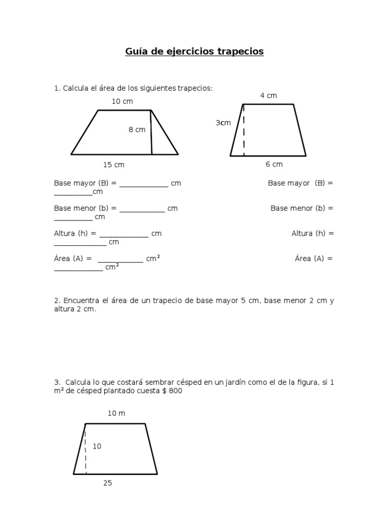 Guía de Ejercicios Trapecios | PDF