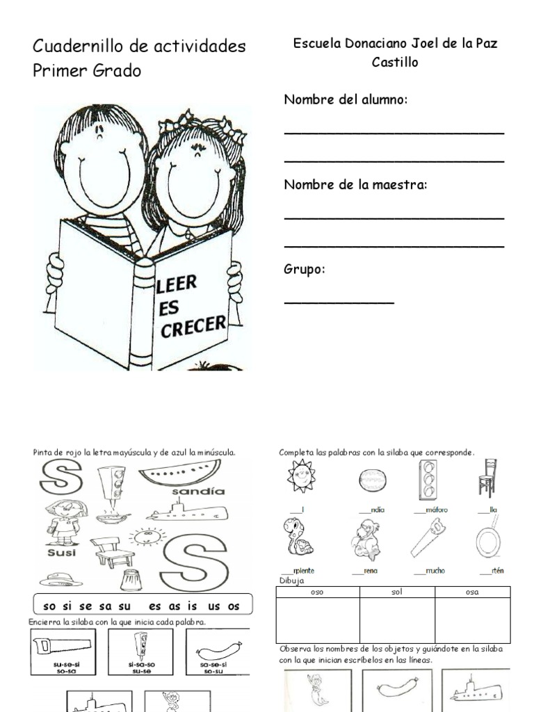 Cuadernillo de Lectoescritura 1° Grado | PDF | Alfabeto latino | Tipografía