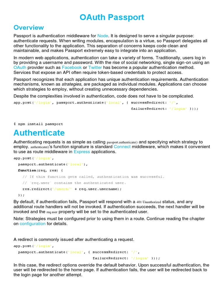 OAuth Passport | PDF | Authentication | Password
