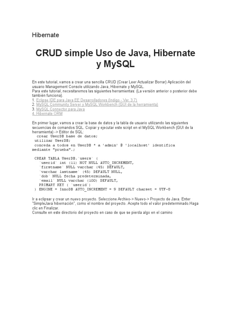 Java Hibernate | PDF | Java (lenguaje de programación) | Mi sql