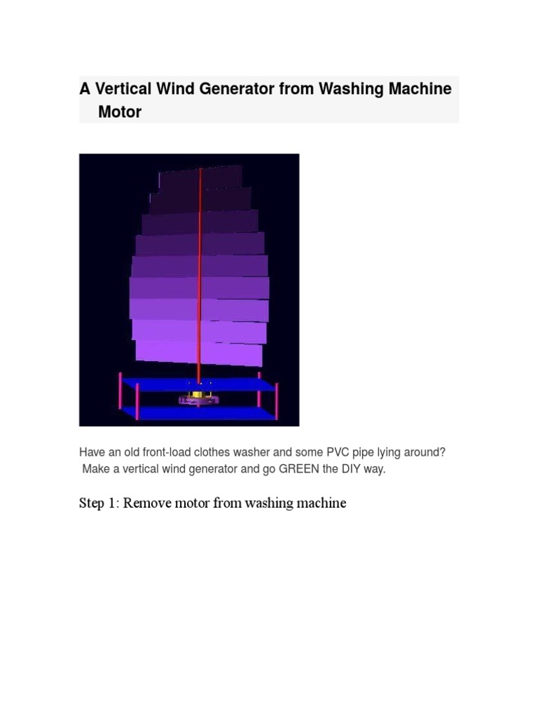 DIY Vertical Wind Generator from Washer Motor | PDF | Electric ...