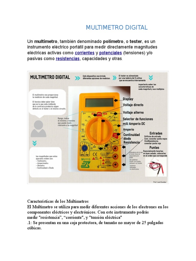Multimetro Digital | PDF | Corriente eléctrica | Ingenieria Eléctrica