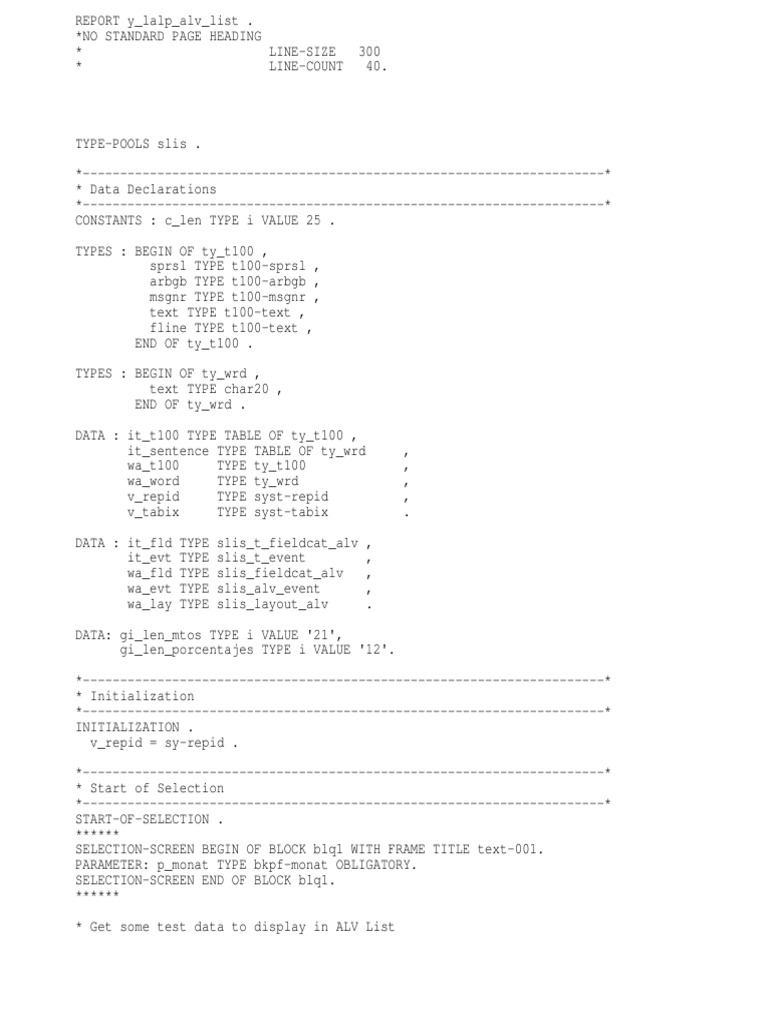 Report Abap Alv List Sample Computer Programming Areas Of Computer