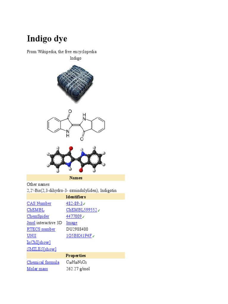 Indigo Dye | PDF | Chemical Compounds | Chemistry