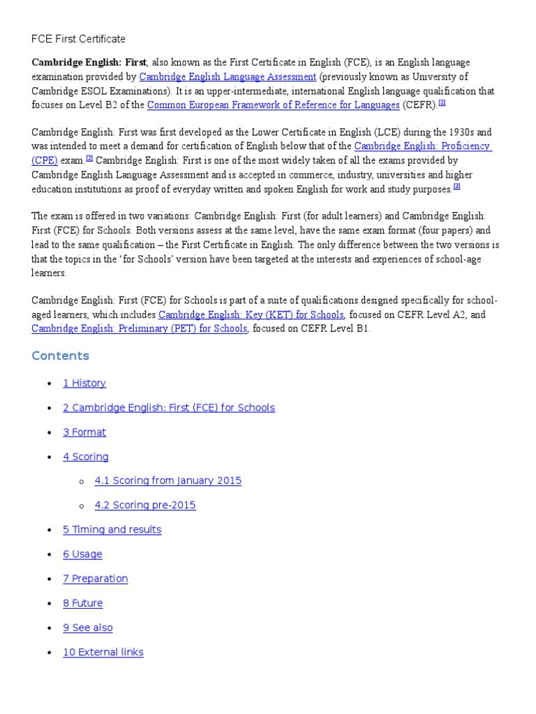 FCE First Certificate 001 | PDF