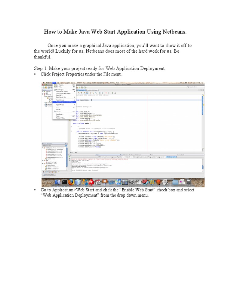 How To Make Java Web Start Application Using Netbeans.: - Click Project Properties Under The ...